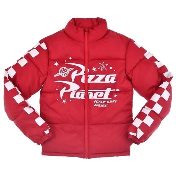 Disney | Jackets & Coats | Pizza Planet Toy Story Delivery Red Puffer ...